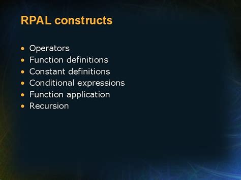 The Rpal Functional Language Programming Language Concepts Lecture
