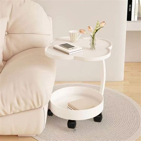 Siytuau Mobile Nesting Side Table Four Leaf Design Rolling Cart End