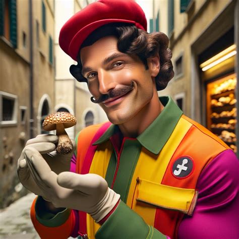 Italian Plumber Eating Mushroom A Whimsical Character Creation Ai