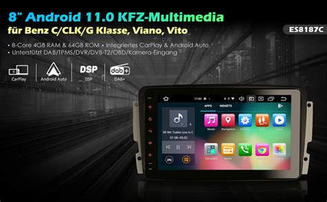 Erisin Android 11 8 Kern 8 Zoll Doppel Din Autoradio Mit GPS Navi für