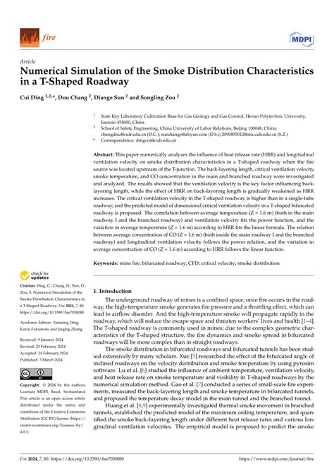 Pdf Numerical Simulation Of The Smoke Distribution Characteristics In