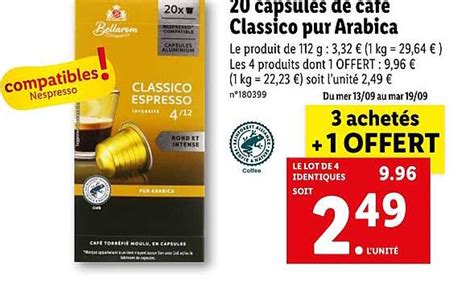 Promo 20 Capsules De Café Classico Pur Arabica Chez Lidl Icatalogue Fr