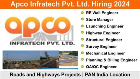 Apco Infratech Pvt Ltd Hiring 2024 Hiring For Multiple Positions In
