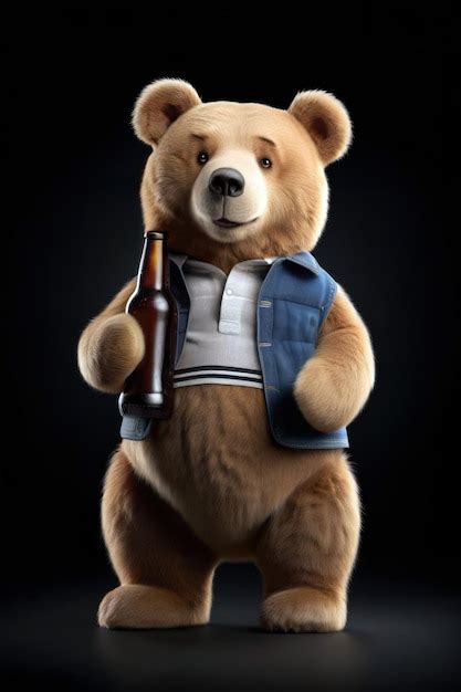 Premium Ai Image A Teddy Bear Holding A Bottle Of Beer
