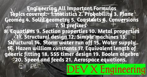 Engineering All Imp Formulas Sheet 2021