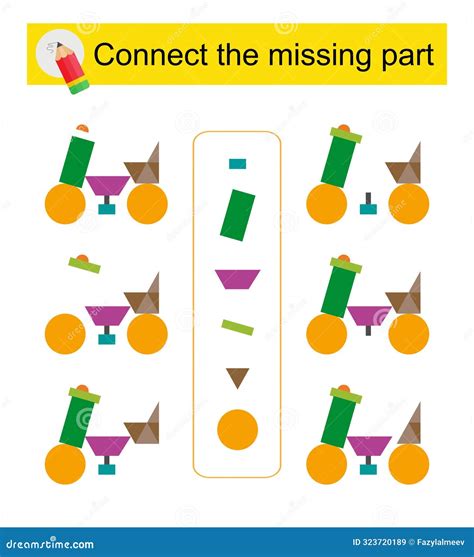 Connect The Missing Part Task For The Development Of Attention And Logic Stock Illustration