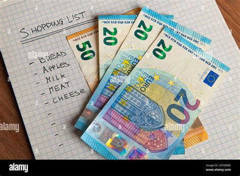 Notepad With Text Shopping List List Of Goods To Buy And Money Next