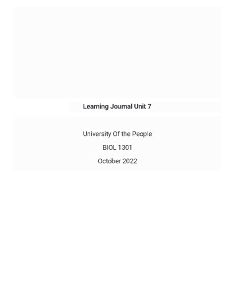 Biol 1301 Learning Journal Unit 7 Learning Journal Unit 7 University