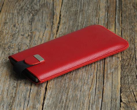 Red Leather Case For Samsung Galaxy Pouch With Magnetic Pull Band FREE Personalisation