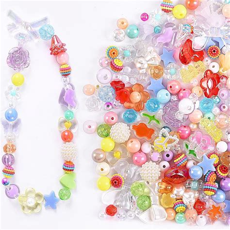 120 Pcs Acrylic Assorted Beads Mix Color Flower Heart Butterfly Candy