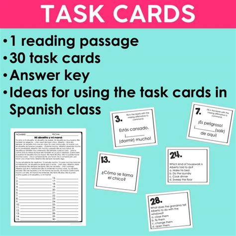 Affirmative Tú Commands Spanish Reading Activities Spanish Sub Plans For Grammar