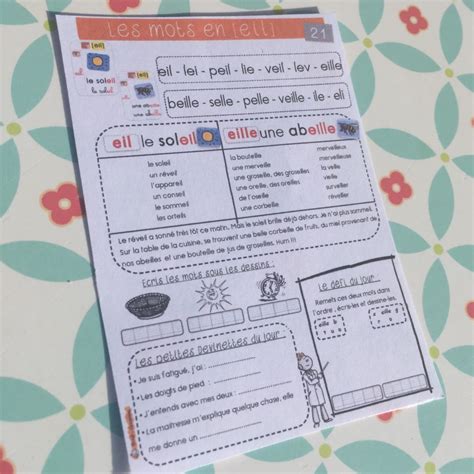 Les Mots En [eil] Dictée Fiche De Son Exercices Affichage … Bout De Gomme