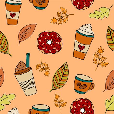 Premium Vector Seamless Pattern Autumn Yellow Leaves And Pie With A