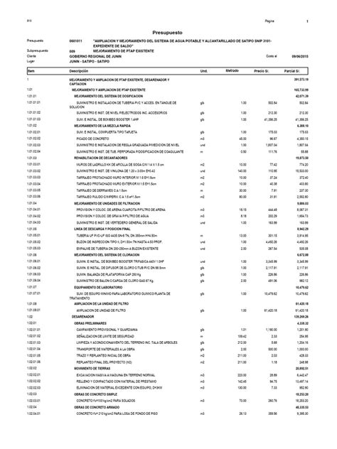 90 Mejoramiento De Ptap Existente Pdf Hormigón Materiales
