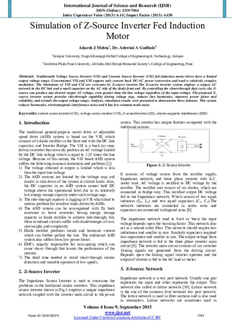 Pdf Simulation Of Z Source Inverter Fed Induction Motor
