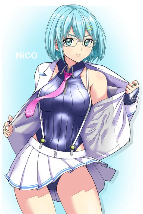 Safebooru 1girl Absurdres Aqua Eyes Aqua Hair Blue Gloves Blue