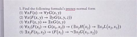 Solved 1 Find The Following Formulas Prenex Normal Form