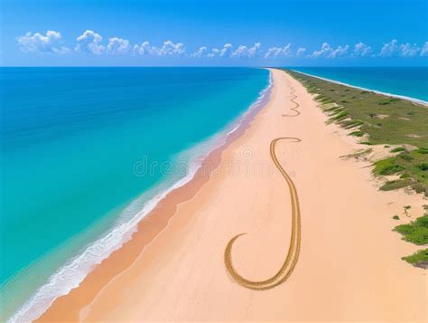 A Long Stretch Of Beach With A Line Drawn In The Sand Ai Stock Image