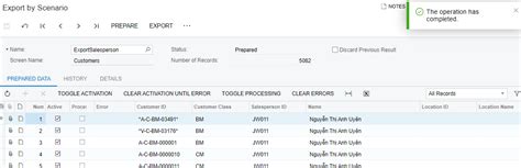 Export By Scenario Repeating First Record With Field In Tab Salesperson