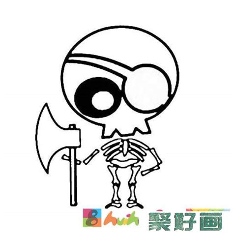 4款q版骷髅头简笔画图片怎么画简笔画教程 加加色