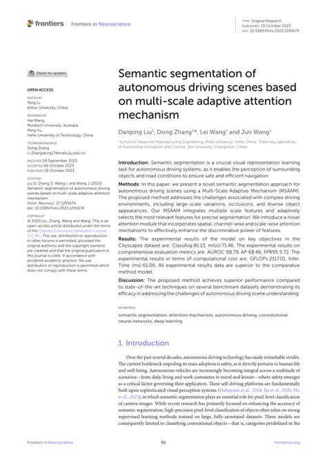 Pdf Semantic Segmentation Of Autonomous Driving Scenes Based On Multi