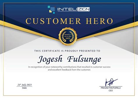 Jogesh Fulsunge On Linkedin Intelizign Quarterly Award Thank You