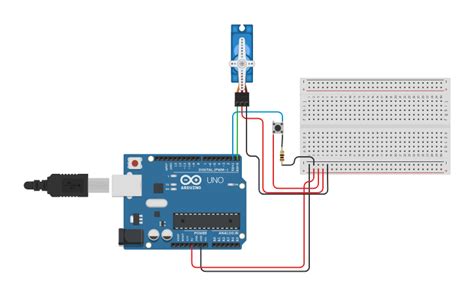 Circuit Design Servo Pushbutton Tinkercad