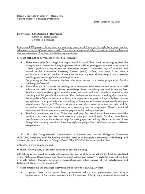 interviewee pdf teachers teacher education