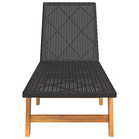 Sun Lounger With Table Poly Rattan And Solid Wood Acacia