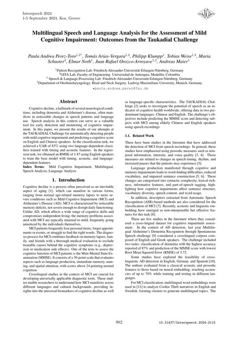 Pdf Multilingual Speech And Language Analysis For The Assessment Of