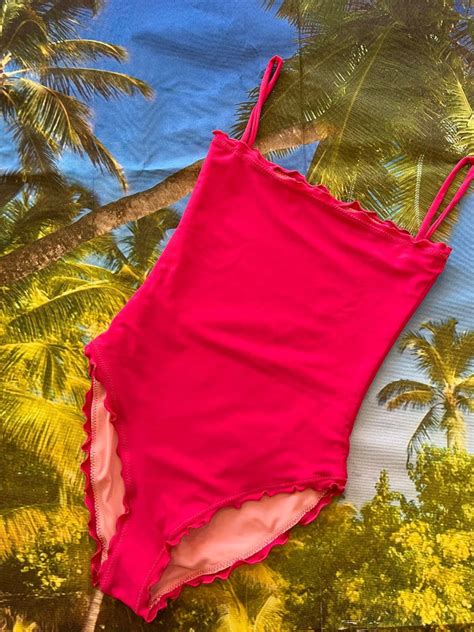 Sherris Ruffle Tank One Piece Hot Pink Garmentory