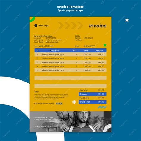 Free Psd Flat Design Physiotherapy Invoice Template