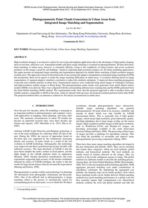 Pdf Photogrammetric Point Clouds Generation In Urban Areas From