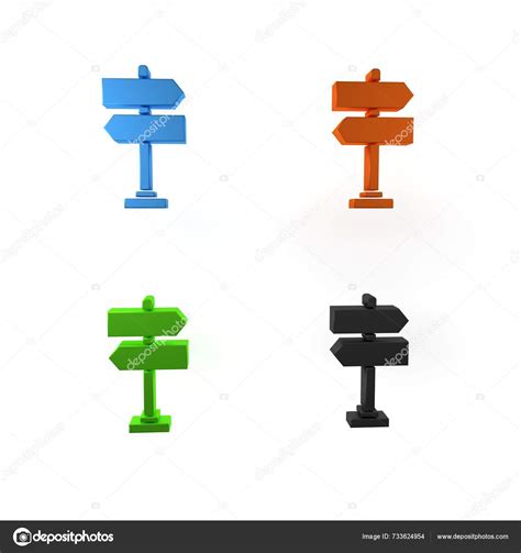 Colorful Road Traffic Sign Signpost Icon Isolated White Background