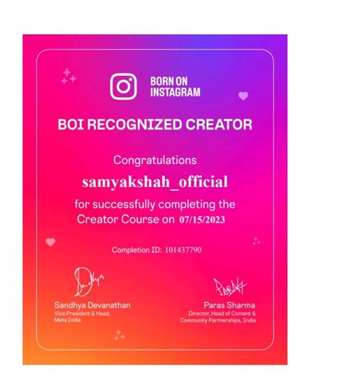 Boi Certificate By Meta🎓 Samyak Shah