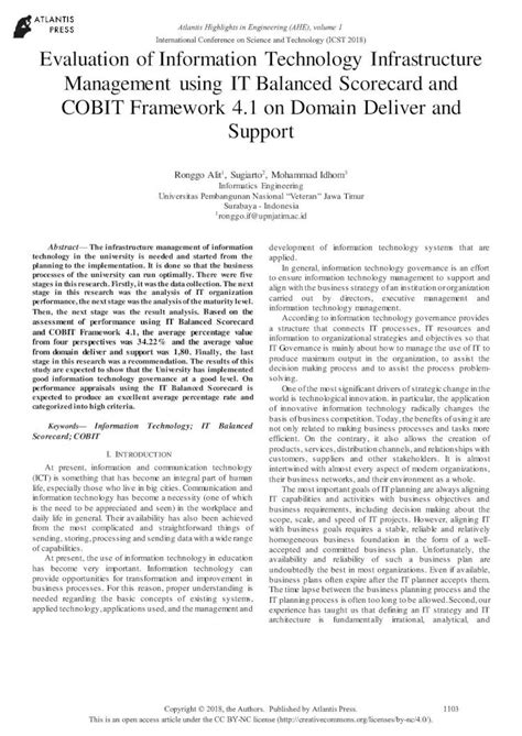 Pdf Evaluation Of Information Technology Infrastructure Scorecard