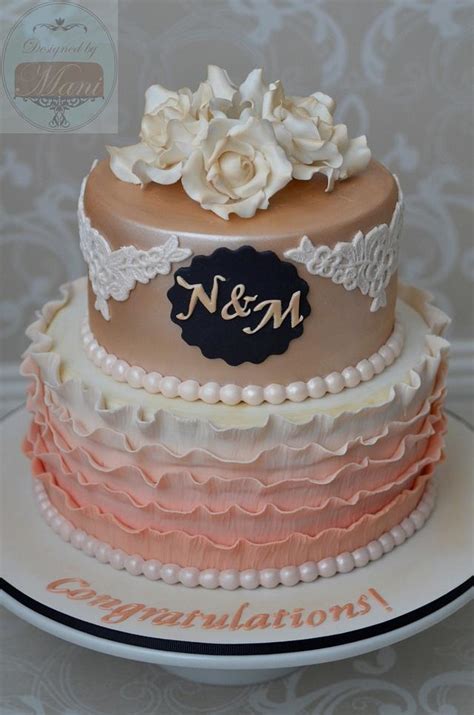 Ruffles And Roses Engagement Cake Decorated Cake By Cakesdecor