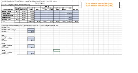 Solved Use Wage Bracket Method Tables For Manual Chegg