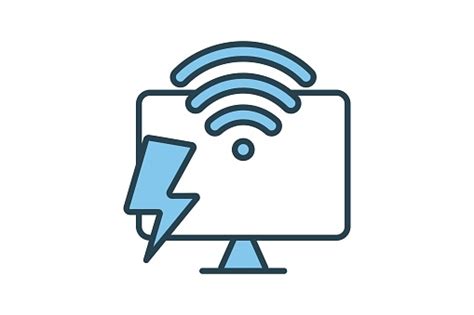 빠른 인터넷 아이콘입니다 Wifi와 번개가 있는 컴퓨터 아이콘은 속도 네트워크와 관련이 있습니다 웹 사이트 앱 사용자 인터페이스