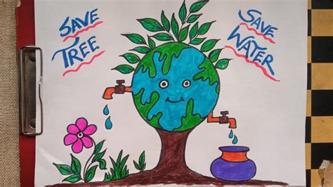 Save Tree Save Water Posterworld Water Day Drawing Waterday