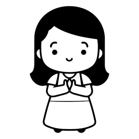 Ilustración De Una Niña Orando Sobre Un Fondo Blanco Vector Vector