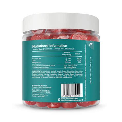 Novomins Zinc Magnesium Vitamin B6 Gummies Supplements Handb