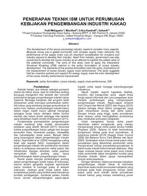 Penerapan Teknik Ism Untuk Perumusan Kebijakan Pengembangan Industri