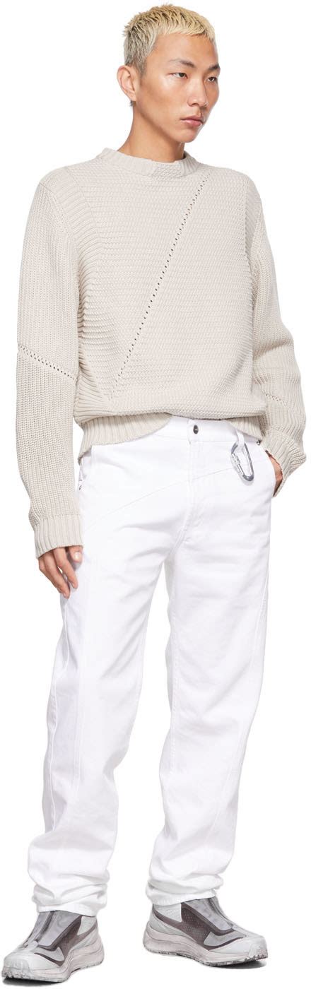 Heliot Emil Taupe Knit Multistructured Crewneck Sweater Heliot Emil
