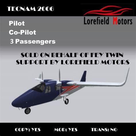 Second Life Marketplace Tecnam P2006t By Fey Twin Boxed