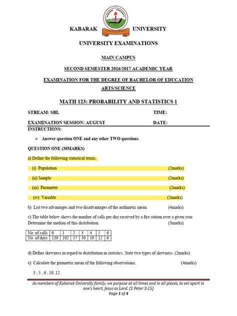 Prob And Stat 1 Pdf Median Mean