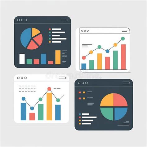 Colorful Data Analytics And Graphs On Web Browser Interface Stock