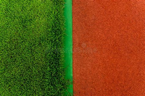 The Grass And Treadmill In The Stadium Stock Image Image Of