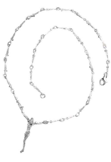 Collar Con Cruz De Plata De Ley Replica Cristo De Dali 240cdali G 45