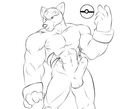 Rule 34 Front View Houndour Line Art Male Male Only Monochrome Muscles Nude Penis Poke Ball